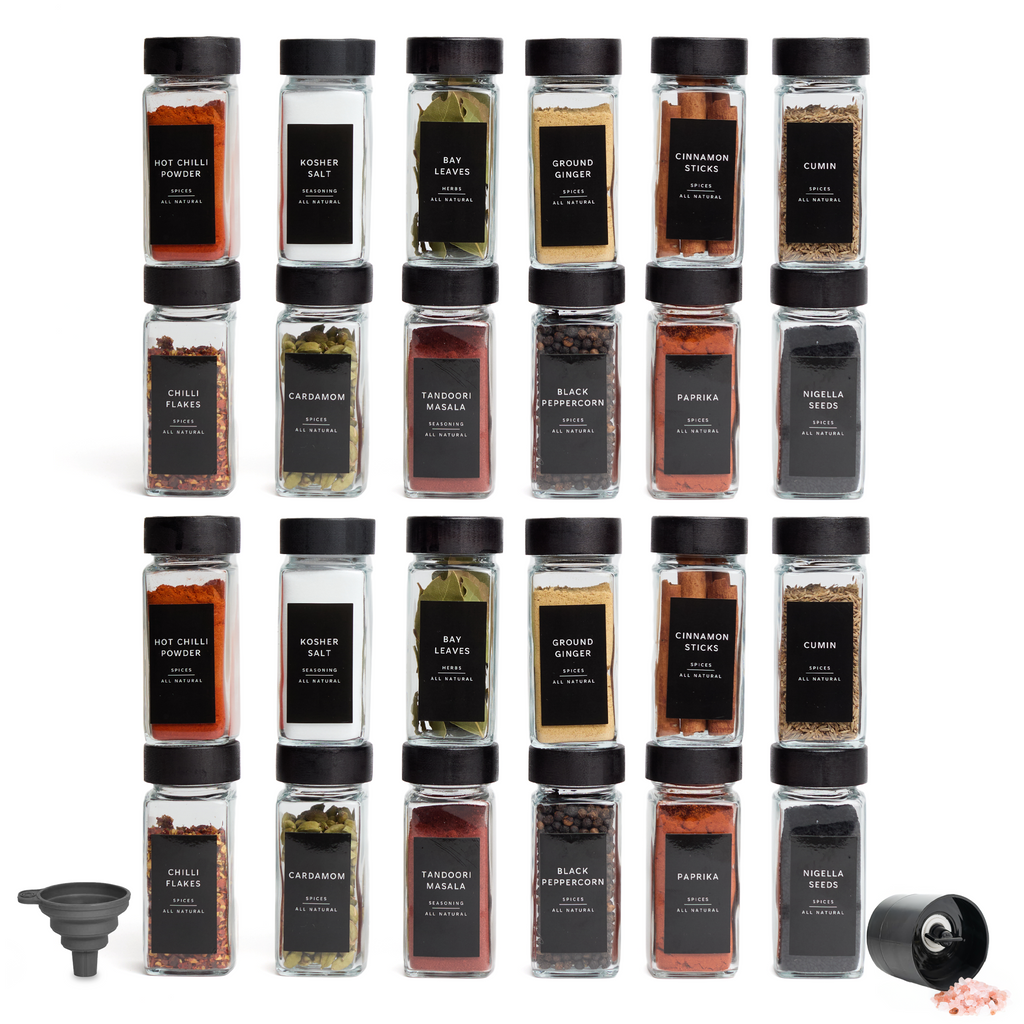 Black Bamboo Spice Jars with Black Labels – LIVABL