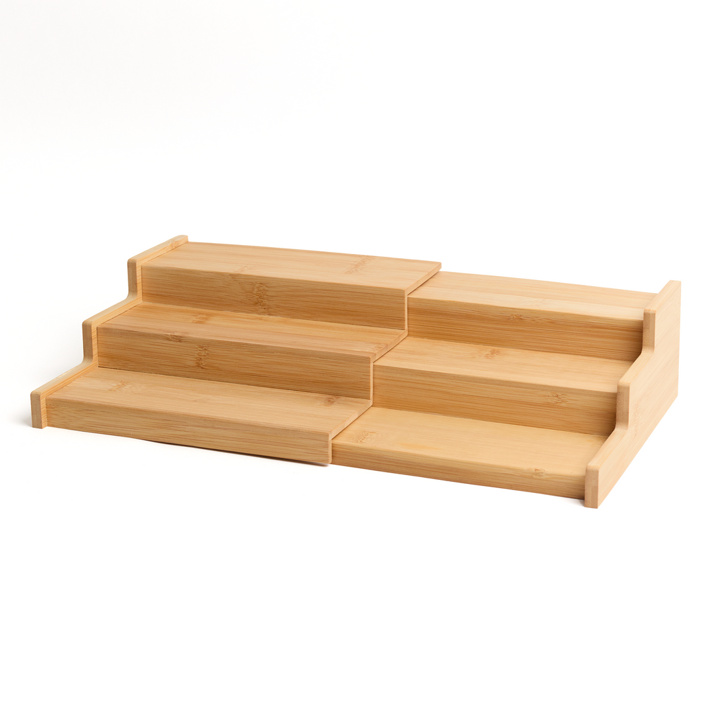 Expandable Bamboo Spice Rack Organiser – 3-Tier Spice Rack – LIVABL